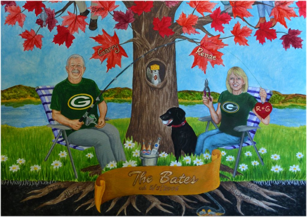 Creative gift for a Greenbay packers fan – Hand-Painted Family Tree Art