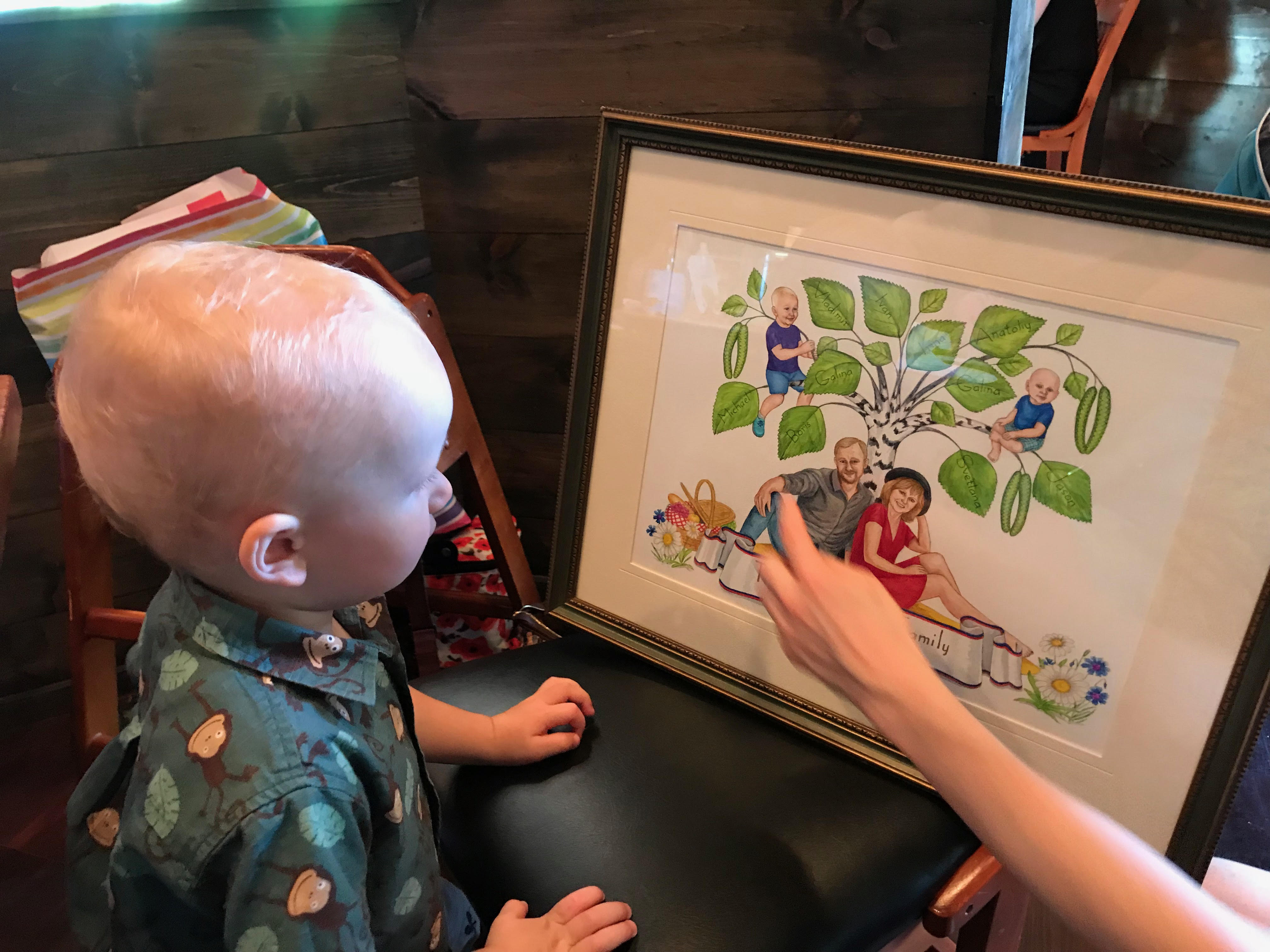 family-tree-little-boy - Hand-Painted Family Tree Art