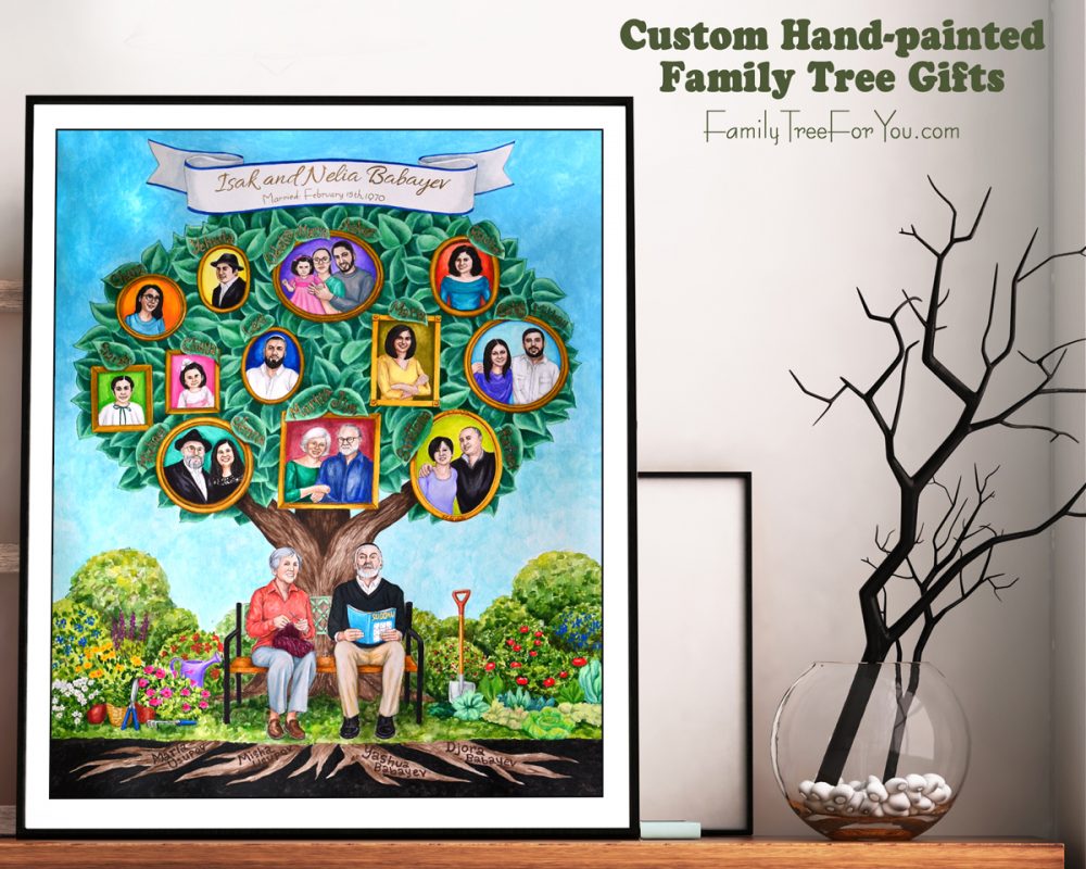Family Tree with Jewish Roots - Hand-Painted Family Tree Art
