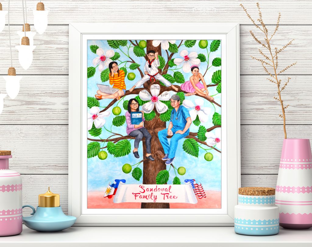 Filipino-American Heritage Family Tree Painting – Hand-Painted Family ...