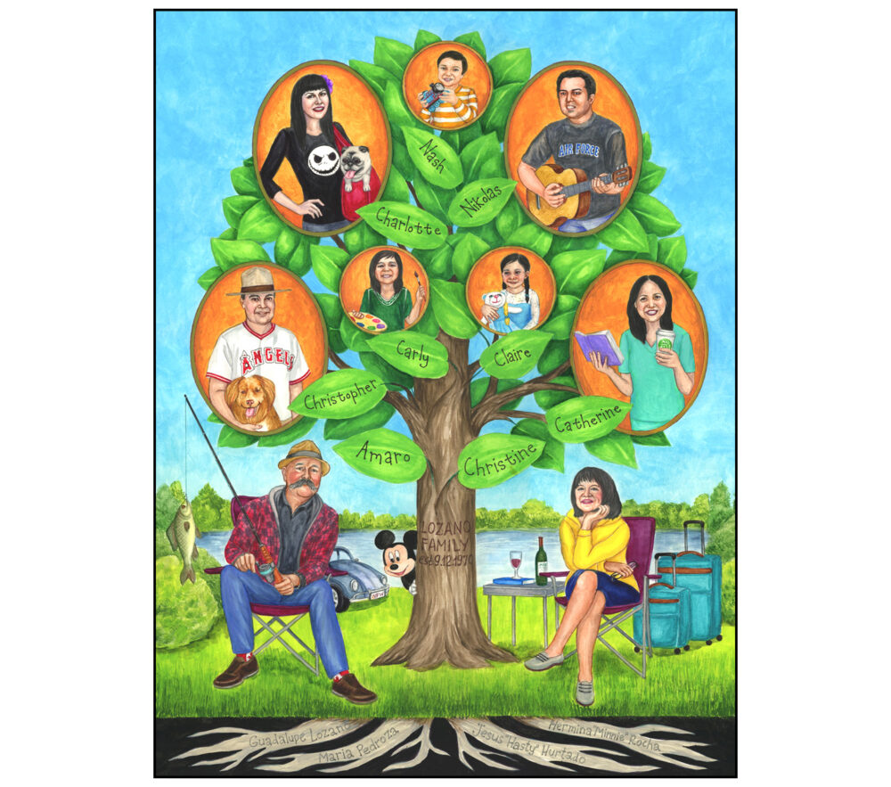 family-tree-half-portraits – Hand-Painted Family Tree Art